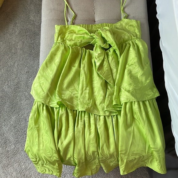 Lucy in the Sky | Dresses | Nwt Lime Green Ruffle Mini Dress | Poshmark